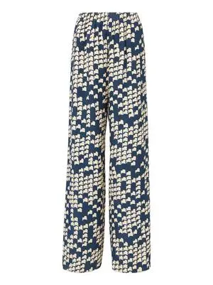 Valentino Garavani Cady Couture Printed Wide-leg Pants - Blue