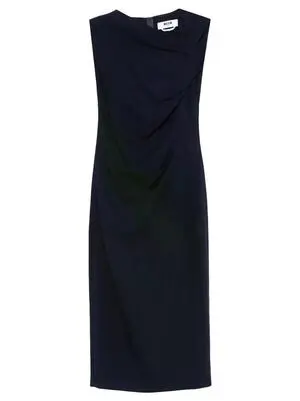MSGM Twist-detail Midi Dress - Blue