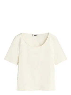 Cos Slim Scoop-neck Cotton T-shirt - White