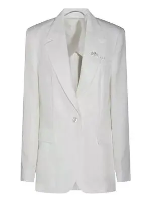 Blumarine Logo-lettering Single-breasted Blazer - White