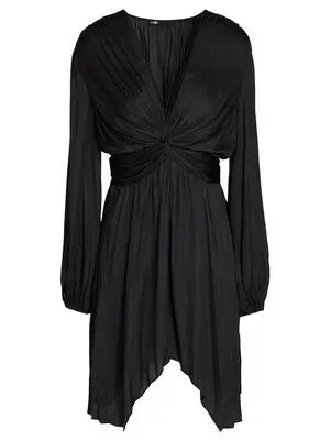 Maje Pleated Satin Mini Dress - Black