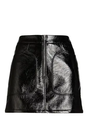 Maje Crinkled Vinyl Mini Skirt - Black