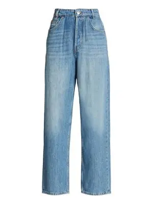 Maje Pleated High-rise Tapered Jeans - Mid Denim