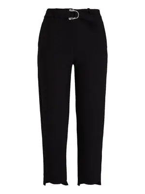 Maje Cropped Belted Tapered Pants - Black