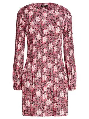 Maje Maje Floral-Print Plissé Crepe Mini Dress Red