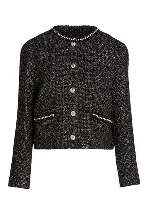 Maje Bead-embellished Metallic Tweed Jacket - Black