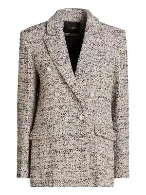 Maje Double-breasted Metallic Bouclé-tweed Blazer - Pastel Pink
