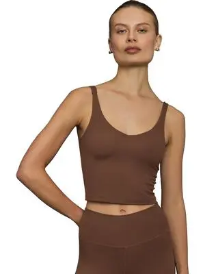 Carbon38 Ribbed Melt V-neck Tank - Cocoa Brown