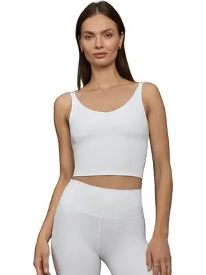 Carbon38 Ribbed Melt V-neck Tank - White