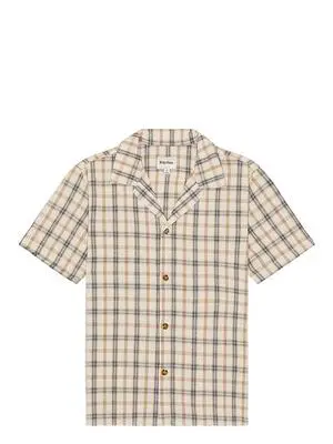 RHYTHM Check Short Sleeve Shirt In Cream - Natural