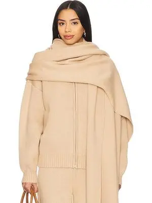 SEROYA Avalon Knit Jacket With Scarf - Tan