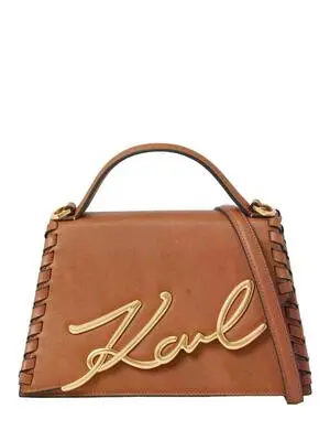 Karl Lagerfeld Signature Crossbody Bag - Brown