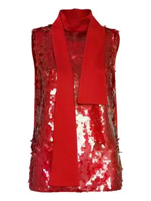 GLORIA COELHO Sequin Embellished Top - Red
