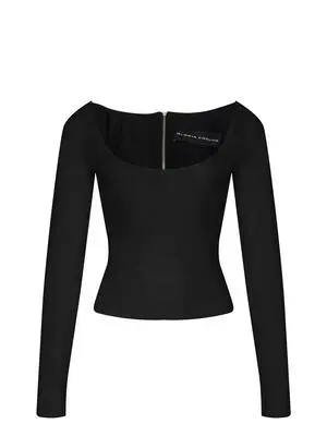 GLORIA COELHO Scoop-neck Top - Black