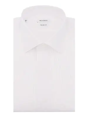 NUGNES 1920 Slim Fit Cotton Shirt With Plastron - White