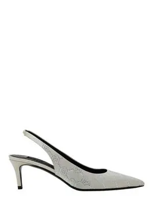 Philipp Plein 55mm Rhinestone Monogram Slingback Pumps - Neutrals