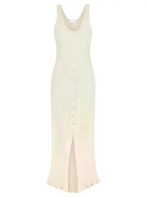 Rabanne Ribbed-knit Maxi Dress - Neutrals