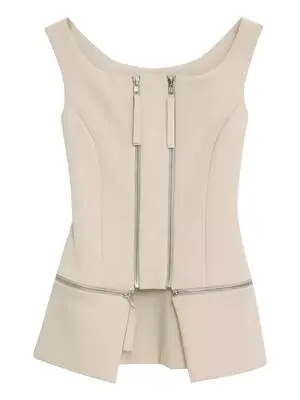 GLORIA COELHO Double-zipper Top - Neutrals