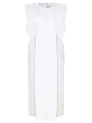 GLORIA COELHO Gathered-detailed Midi Dress - White