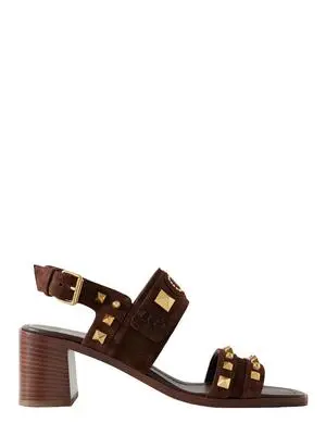 Valentino Garavani Plaster Caster 60 Studded Suede Slingback Sandals - Brown