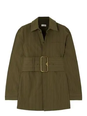Burberry Belted Pinstriped Shirt - Green