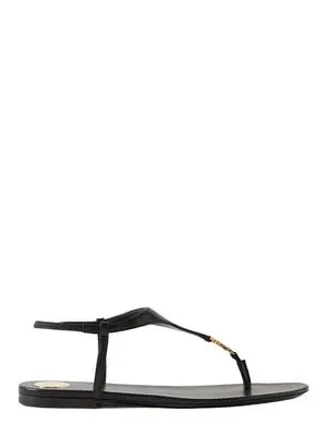 Saint Laurent Cassandra Leather Sandals - Black