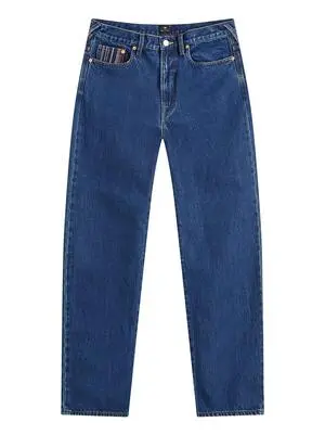 Paul Smith Relaxed Fit Embroidered Stripe Denim Jeans - Blue