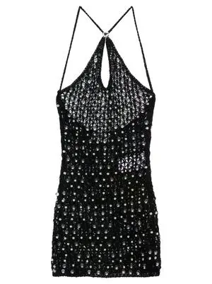 Coperni Beaded Knitted Mini Dress - Black