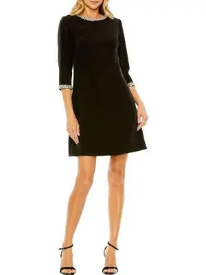 Mac Duggal Embellished A-line Cocktail Dress - Black