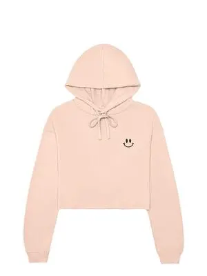 DALIX Smile Face Cropped Hoodie - Peach