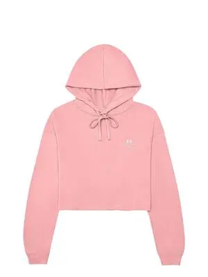 DALIX Smile Face Cropped Hoodie - Pink