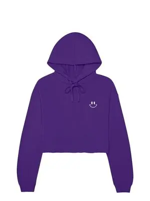 DALIX Smile Face Cropped Hoodie - Team Purple