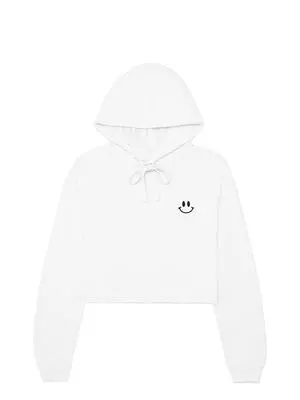 DALIX Smile Face Cropped Hoodie - White