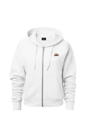 DALIX Rainbow Zip Hoodie - White
