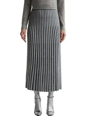 SSKEIN Adeline Pleated Skirt - Grey Ivory