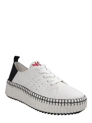 NATIONAL COMFORT National Comfort Leather Platform Sneakers White/ Black Leather