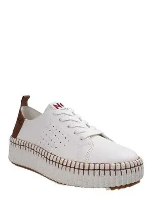 NATIONAL COMFORT National Comfort Leather Platform Sneakers White/ Tan Leather