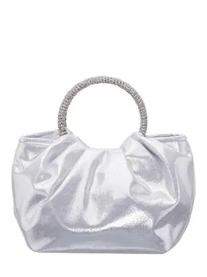 Nina Crystal-embellished Top Handle Clutch - Silver
