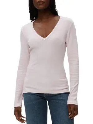 Michael Stars Remi V-neck Rib Top - Lychee