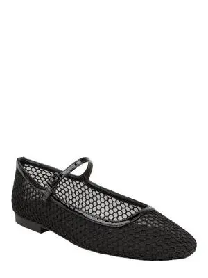 L'Agence L'AGENCE Grainne Mary Jane Flat Black Mesh