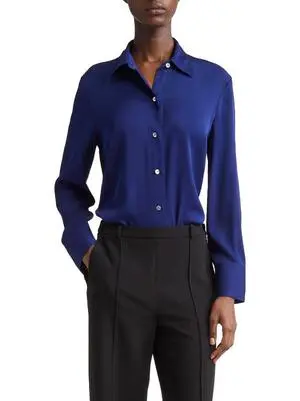 Vince Vince Stretch Silk Button-Up Shirt Caspian