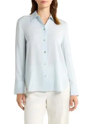 Vince Stretch Silk Button-up Shirt - Glacier