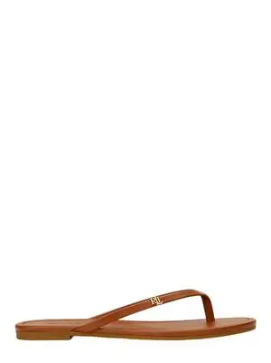 Ralph Lauren Raquel Leather Flip-Flop Lauren Tan