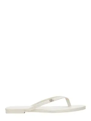 Ralph Lauren Raquel Leather Flip-Flop Soft White
