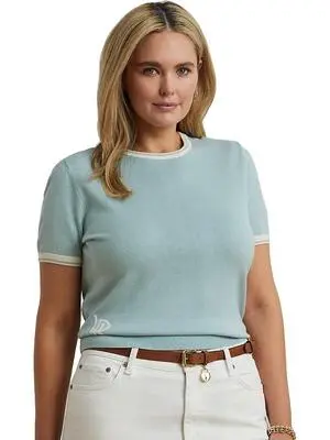 Ralph Lauren Short-Sleeve Sweater Aqua Pearl/cream