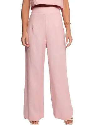 PETAL & PUP Devlin Wide Leg Linen Pants - Blush