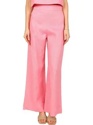 PETAL & PUP Devlin Wide Leg Linen Pants - Pink