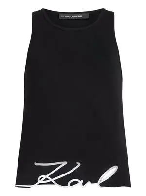 Karl Lagerfeld Signature Hem Tank Top - Black