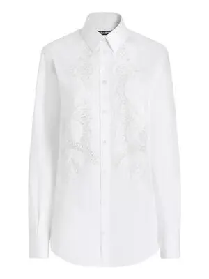 Dolce & Gabbana Lace-paneled Button-down Shirt - White