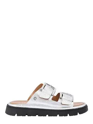 Carvela Pavilion Buckle-strap Metallic-leather Sandals - Silver